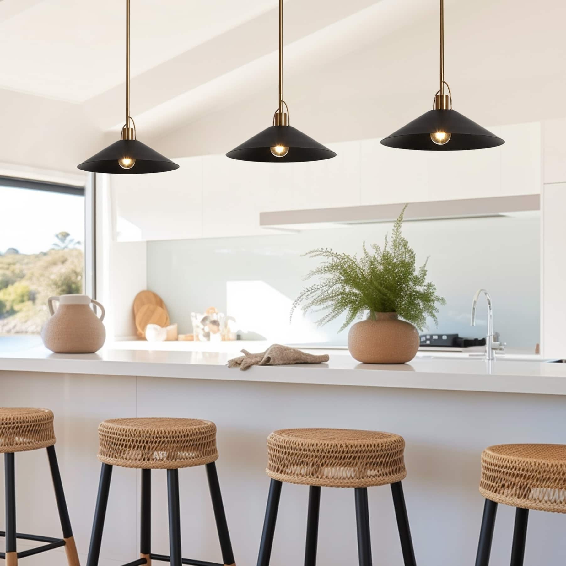 Modern Farmhouse Mini 1-light Black Kitchen Islands Pendant Lights with ...