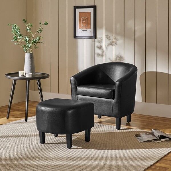 Yaheetech Accent Chair Faux Leather Club Chair and Ottoman Set On Sale Bed Bath Beyond 35468168