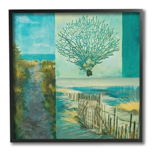 Stupell Modern Beach Coral Collage Framed Giclee Art Design By Liz ...