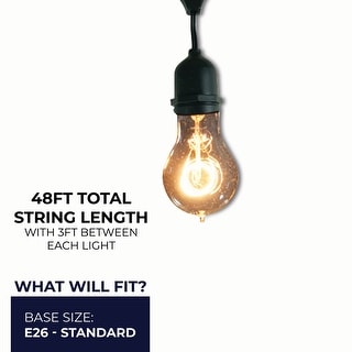 Bulbrite 48-foot String Light Kit with Nostalgic Loop Filament A19 ...