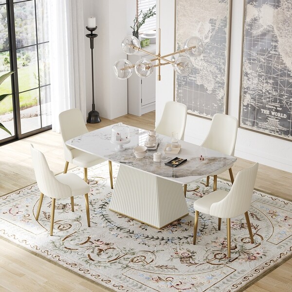 Modern Dining Table Sintered Stone Rectangle Kitchen Table With Square Pedestal Bed Bath Beyond 38428326