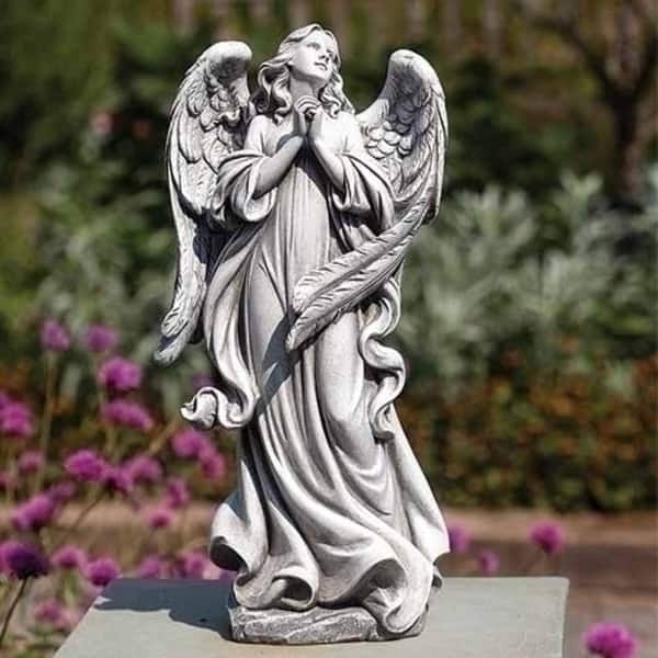 14.25" Praying Angel with Wings Religious Outdoor Garden Statue - Bed ...