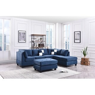 Microfiber Blend Sectional Sofa with Pocket Coil Springs and Tufted ...