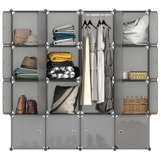 16 Cube Modular Closet Organizer Cabinet,Wardrobe Cubby Shelving - Bed ...