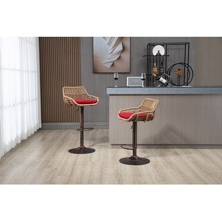 Bar Stools Square Seat Low Back Adjustable Tall Stools, Set of 2 - Bed ...