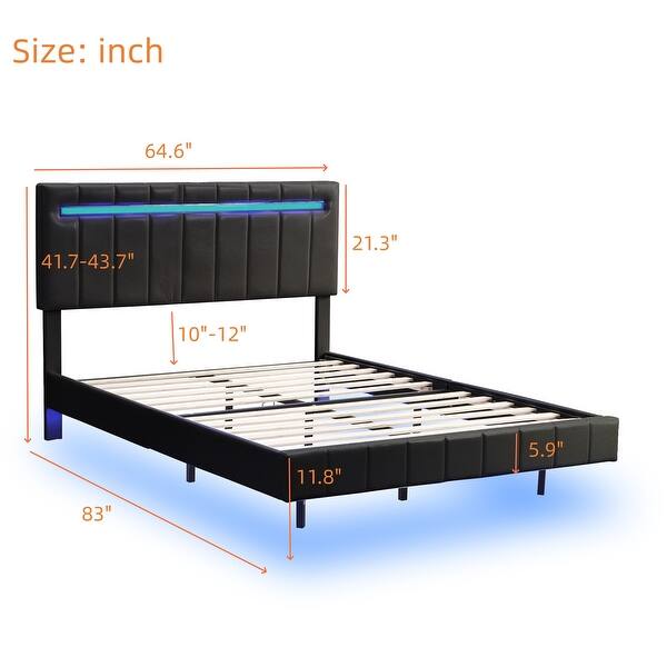 Queen Size Floating Bed Frame with LED Lights - Bed Bath & Beyond ...