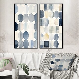 Designart "Circle Matrix Watercolor In Faded Retro Blue II" Modern ...
