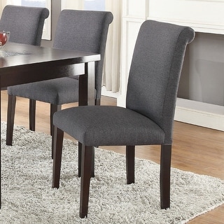 Classic Upholstered Fabric Dining Chairs, Back Roll Chair, Set of 2 ...