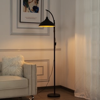 68.3" Arched Floor Lamp with Rotatable Light Head and Metal Base - Bed ...