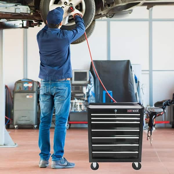 7-Drawer Rolling Tool Cart with Lock Mechanic Tool Box Storage Cabinet ...