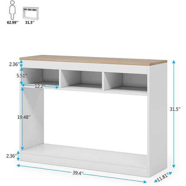 Farmhouse Console Sofa Table with 3 Open Compartments and Storage Shelf ...