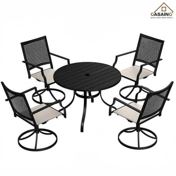 5 Piece Steel Frame Patio Dining Set, Swivel Dining Chair - On Sale ...