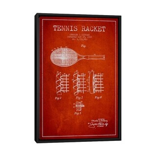 iCanvas "Tennis Racket Red Patent Blueprint" by Aged Pixel Framed ...