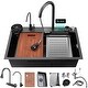 Smart Kitchen Sink Stainless Steel Waterfall Kitchen Sink with LED TEMP ...