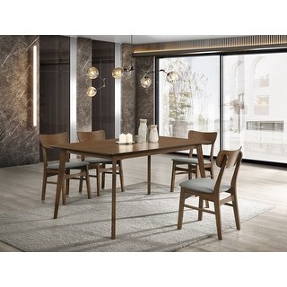 Modrest Castillo Modern Walnut Dining Table & 4 Walnut and Grey Side Chairs 5-piece Set - Bed ...