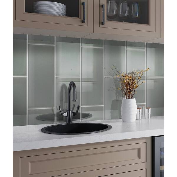 Apollo tile 8" x 16" Colorway Glossy Light Gray Glass Tile (13.33 sq ft ...