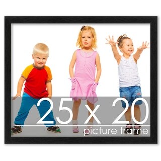 25x20 Traditional Black Complete Wood Picture Frame with UV Acrylic ...