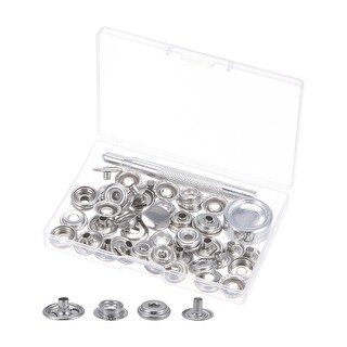 12 Sets Snap Fasteners Kit Stainless Steel with Setter Tools Silver ...