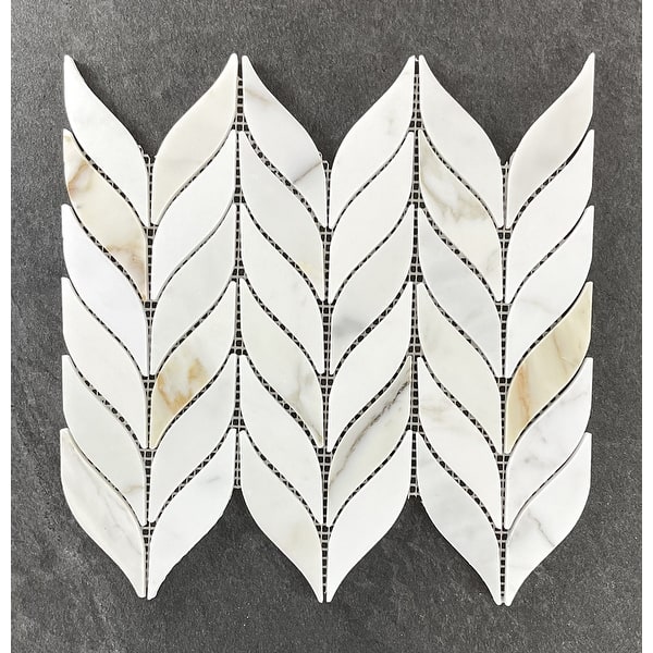 Calacatta Gold Leaf Pattern Marble Mosaic Wall & Floor Tile - 1 Case ...