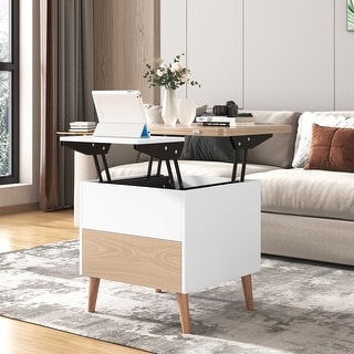 Square Multi-functional Side Table Lift Top Coffee Table w/Drawers ...