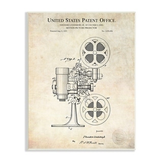 Stupell Motion Picture Projector Patent Design Blueprint Diagram Wood ...