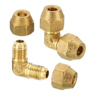 Brass Fitting, 2 Pack Flare 90 Degree Elbow Tube Fitting with Nut ...