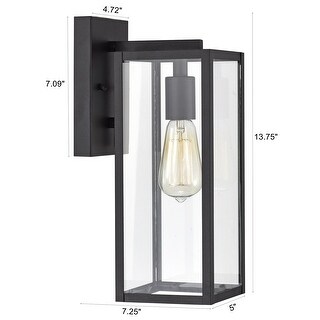 Exterior Waterproof Wall Sconce Light Fixture, Matte Black with Clear ...