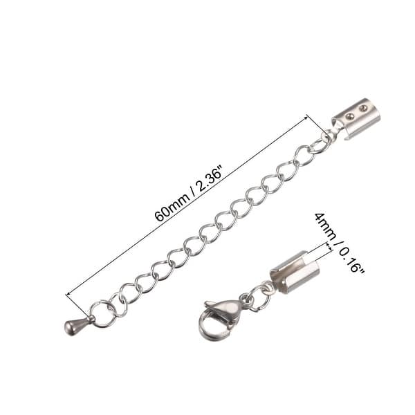 5 Sets Fold Over Cord Ends with Lobster Claw Clasps & Extender Chain ...