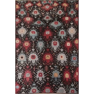 All-Over Black Oushak Oriental Area Rug Hand-knotted Wool Carpet - 9'6 ...