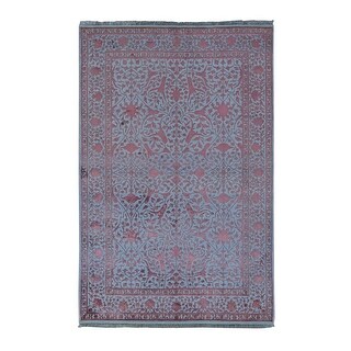 Shahbanu Rugs Candy Pink Tone on Tone Persian Kashan Design Pure Wool ...