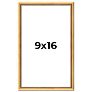 9x16 Frame Beaded Gold Solid Wood Picture Frame | 0.75 Inches Moulding ...