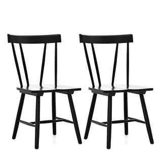 Costway Dining Chairs Set of 2 Windsor Chairs Wood Armless Chairs with ...