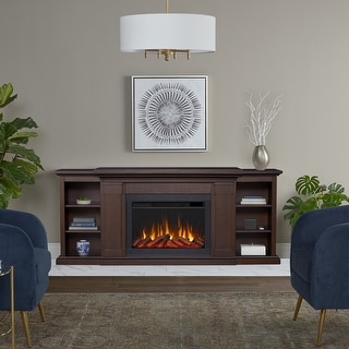 Winterset 74" TV Stand Electric Fireplace in Dk. Walnut by Real Flame ...