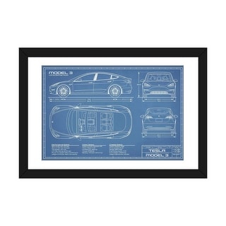 iCanvas "Tesla Model 3 (Long Range RWD) Blueprint" by Action Blueprints ...