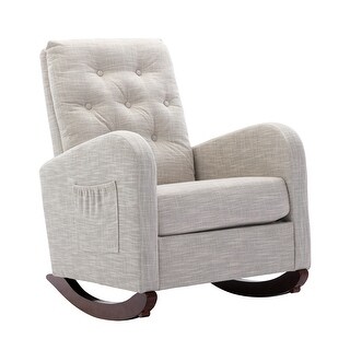 Modern High Back Rocking Chair, Comfortable Rocker Fabric Padded Seat ...