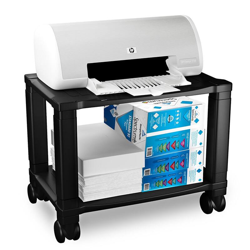 2-Tier Office Desk Organizer Rolling Cart - Compact Portable Under-Desk ...