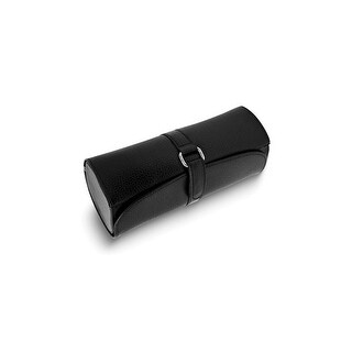 Curata Black Split Grain Leather Magnetic Snap Jewelry Roll with Watch ...