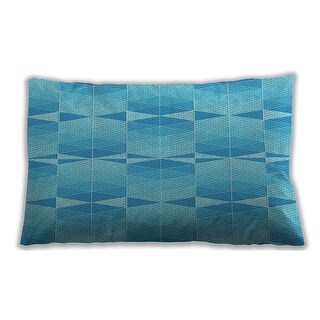 Ahgly Company Patterned Indoor-Outdoor Bright Turquoise Blue Lumbar ...
