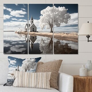 Designart "Landscape Church Sacred Reflections II" Spiritual Canvas ...