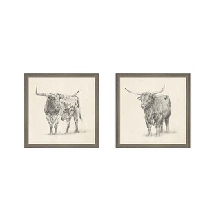 Ethan Harper 'Longhorn Steer Sketch' Framed Art (Set of 2) - Bed Bath ...
