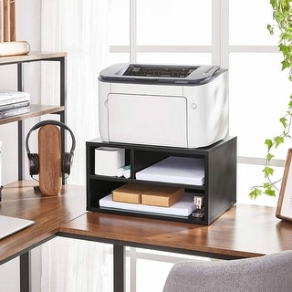 Modern Sturdy Black Metal Office Printer Stand with 2-Shelves - 15.9”L ...