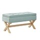 Fabric Entryway Bench Beige/ Grey Upholstered Storage Bench with X ...