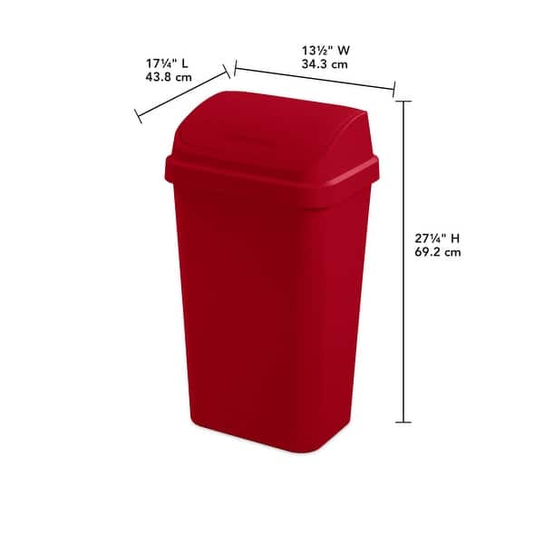 13 Gal. Swing Top Wastebasket Plastic, Classic Red, Set of 4 - Bed Bath ...