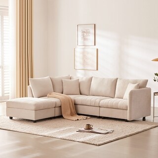 89 inch L-Shape Sectional Sofa Modern 5-Seat Couches Sets with ...