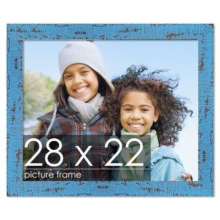 28x22 Shabby Chic / Farmhouse Blue Wood Picture Frame - UV Acrylic ...