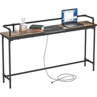 Slim Sofa Table with Power Outlets & USB Ports, Industrial Design for ...