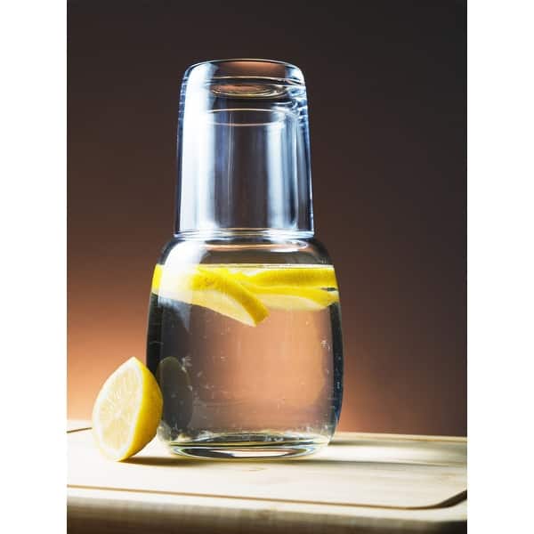 Glass 2 Piece Water Set -Bedside Night Carafe -W/ Tumbler-24Oz - 24 Oz ...