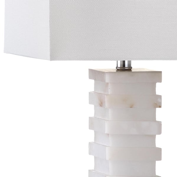 SAFAVIEH Lighting 25-inch Cinder White Table Lamp - 13"x13"x24.5" - Bed ...