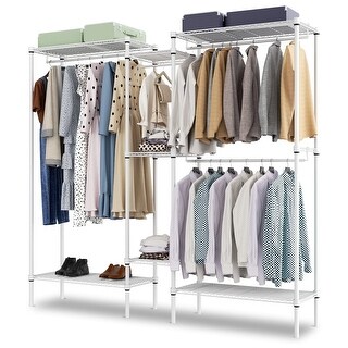Portable Closet Wardrobe Heavy Duty Clothes Rack, Clothing Rack with 4 ...
