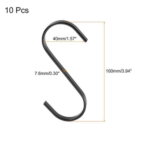 10Pcs 3.9" Flat S Hooks Hanging Hook for Home Kitchen Storage, 7.6mm ...